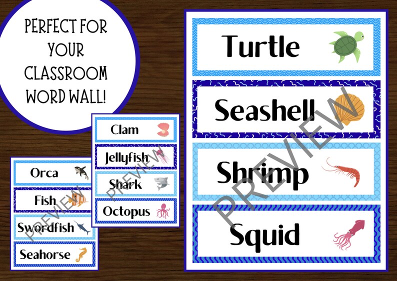 Under the Sea Word Wall Underwater Word Wall Under the Sea - Etsy