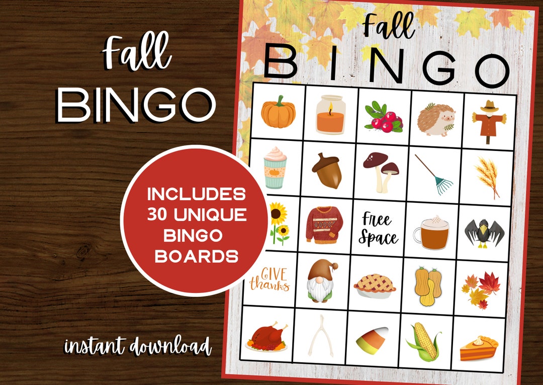 Fall Bingo Autumn Bingo Harvest Bingo Fall Printable PDF Bingo Fall ...
