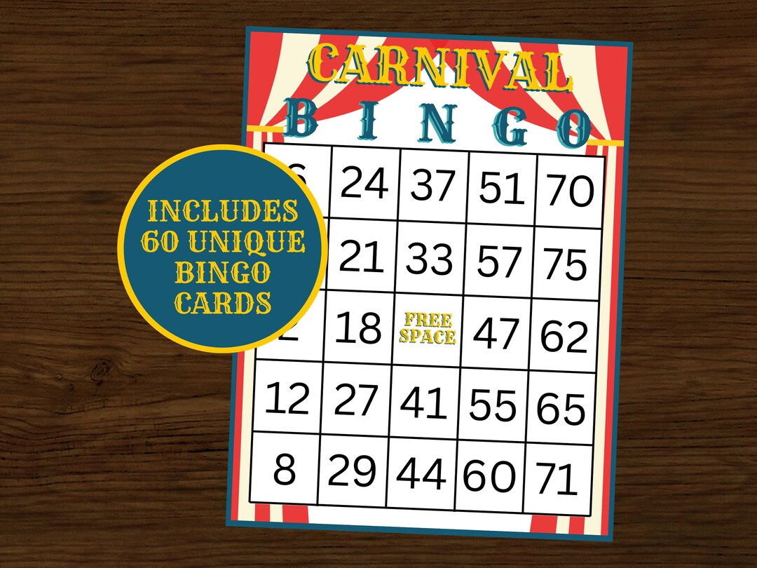 Carnival Bingo | Carnival Party | Carnival Birthday | Circus Carnival ...