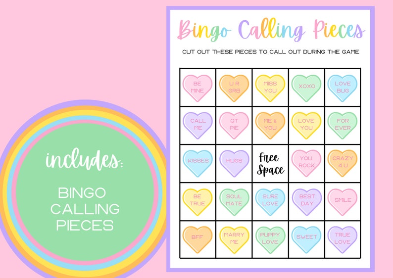 Conversation Heart Bingo Valentine's Bingo | Etsy