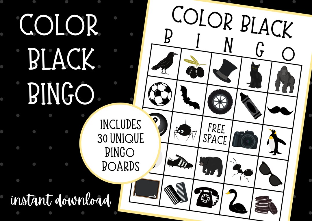 Black Bingo Color Black Bingo Colors Bingo Learning - Etsy