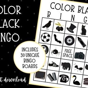 Black Bingo Color Black Bingo Colors Bingo Learning - Etsy