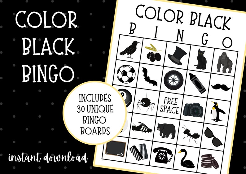 Black Bingo Color Black Bingo Colors Bingo Learning - Etsy