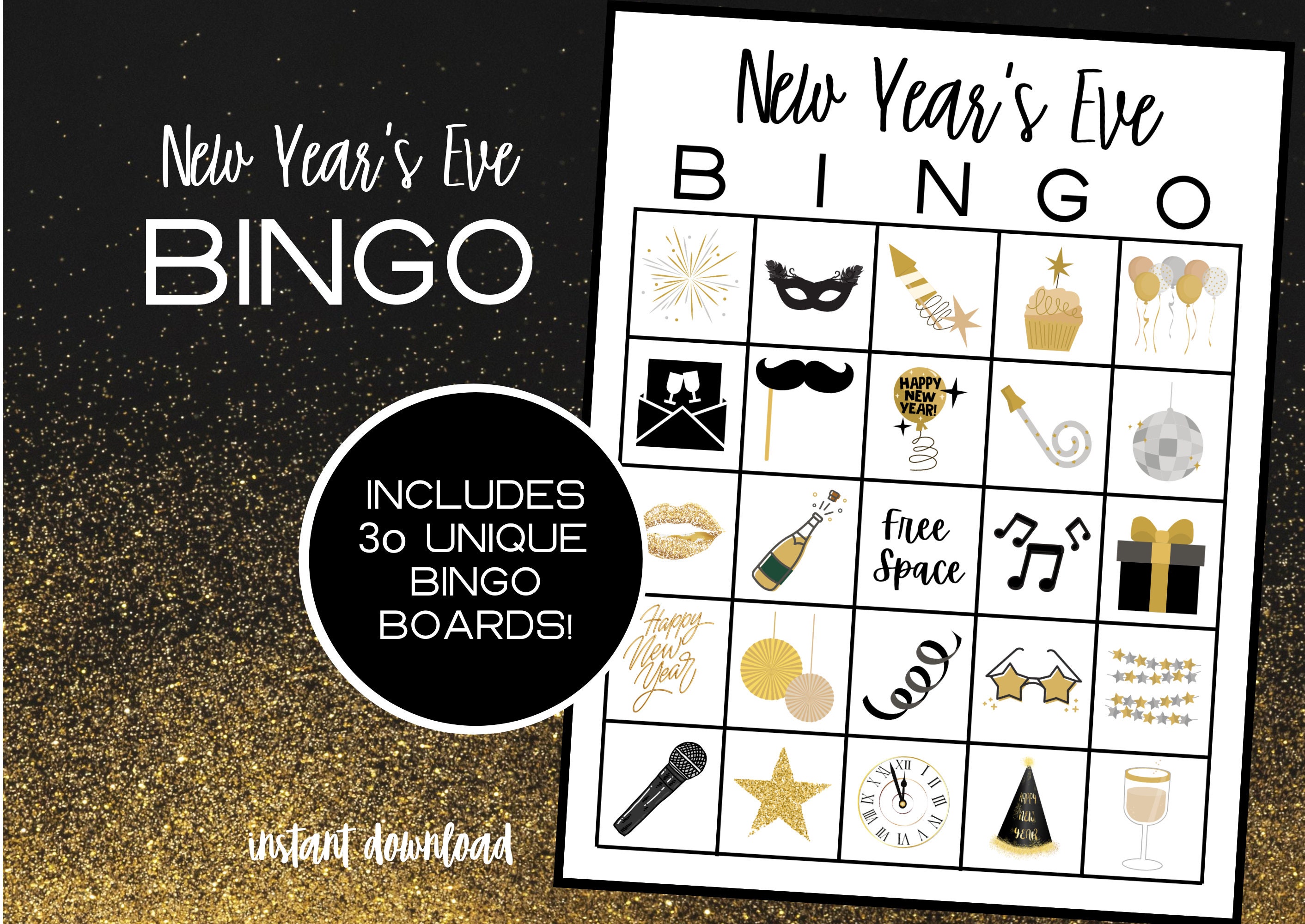 New Year's Eve Bingo New Years Bingo New Year's - Etsy