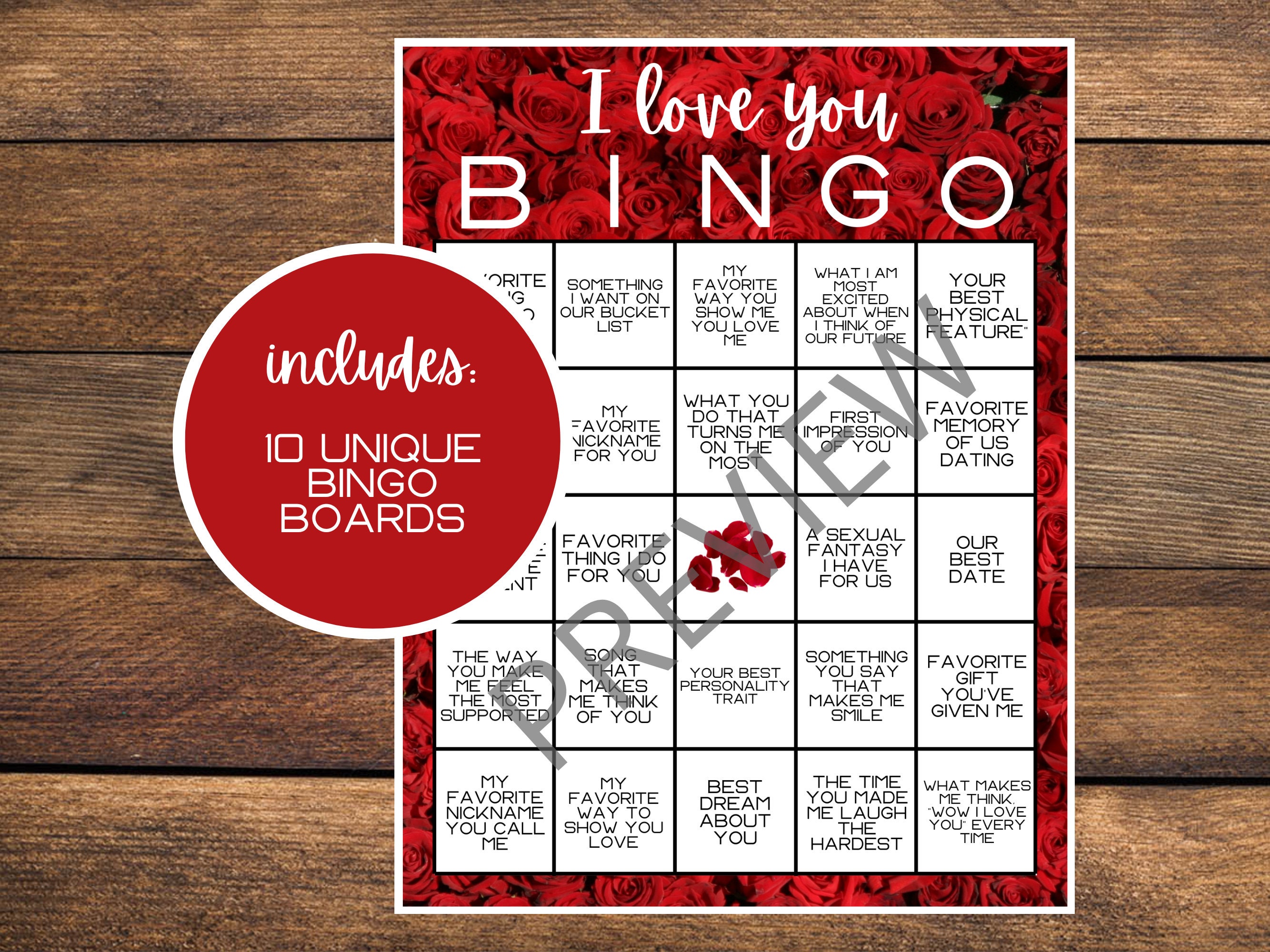 I Love You Bingo | Romantic Valentine's Day Game (digital Download) - Etsy