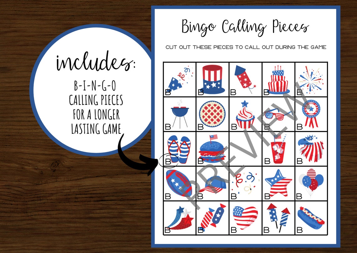Patriotic Bingo 4th of July Bingo Independence Day Bingo - Etsy