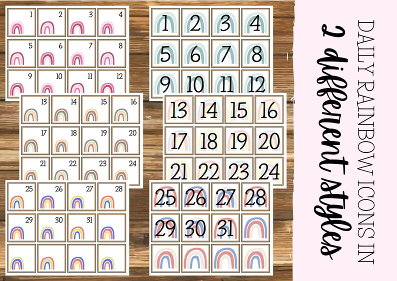 Monthly Rainbow Calendar Icons Calendar Rainbow - Etsy