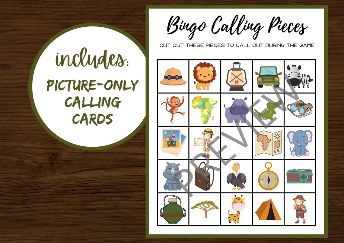 Safari Bingo African Safari Bingo Safari Birthday Party - Etsy Canada