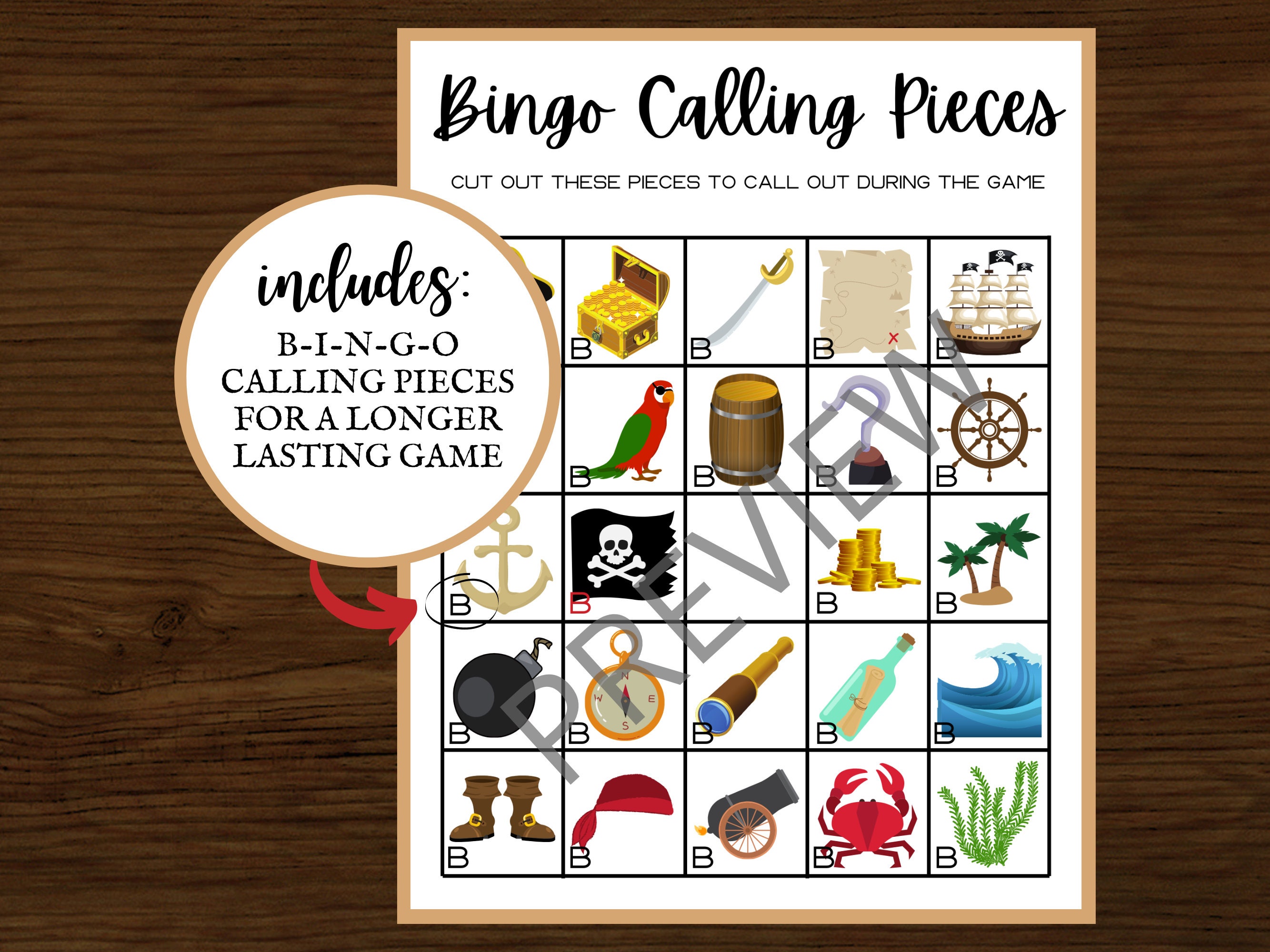 Pirate Bingo | Pirate Birthday Party | Instant Download | Set of 30 ...