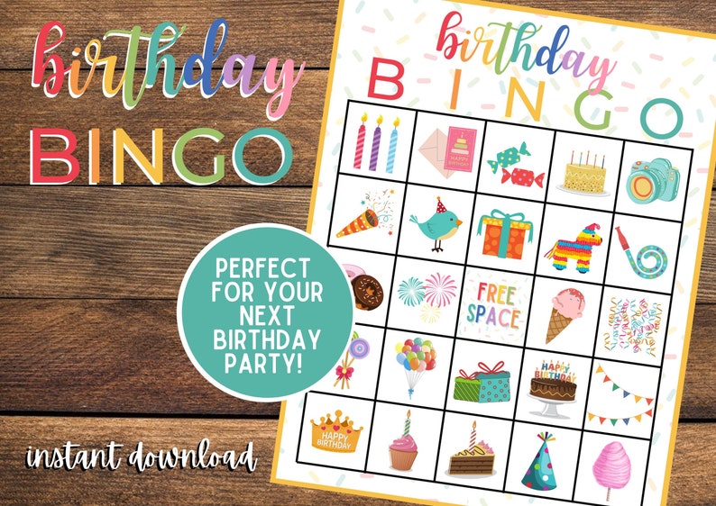 Birthday Bingo Birthday Party Bingo Birthday Party Game - Etsy
