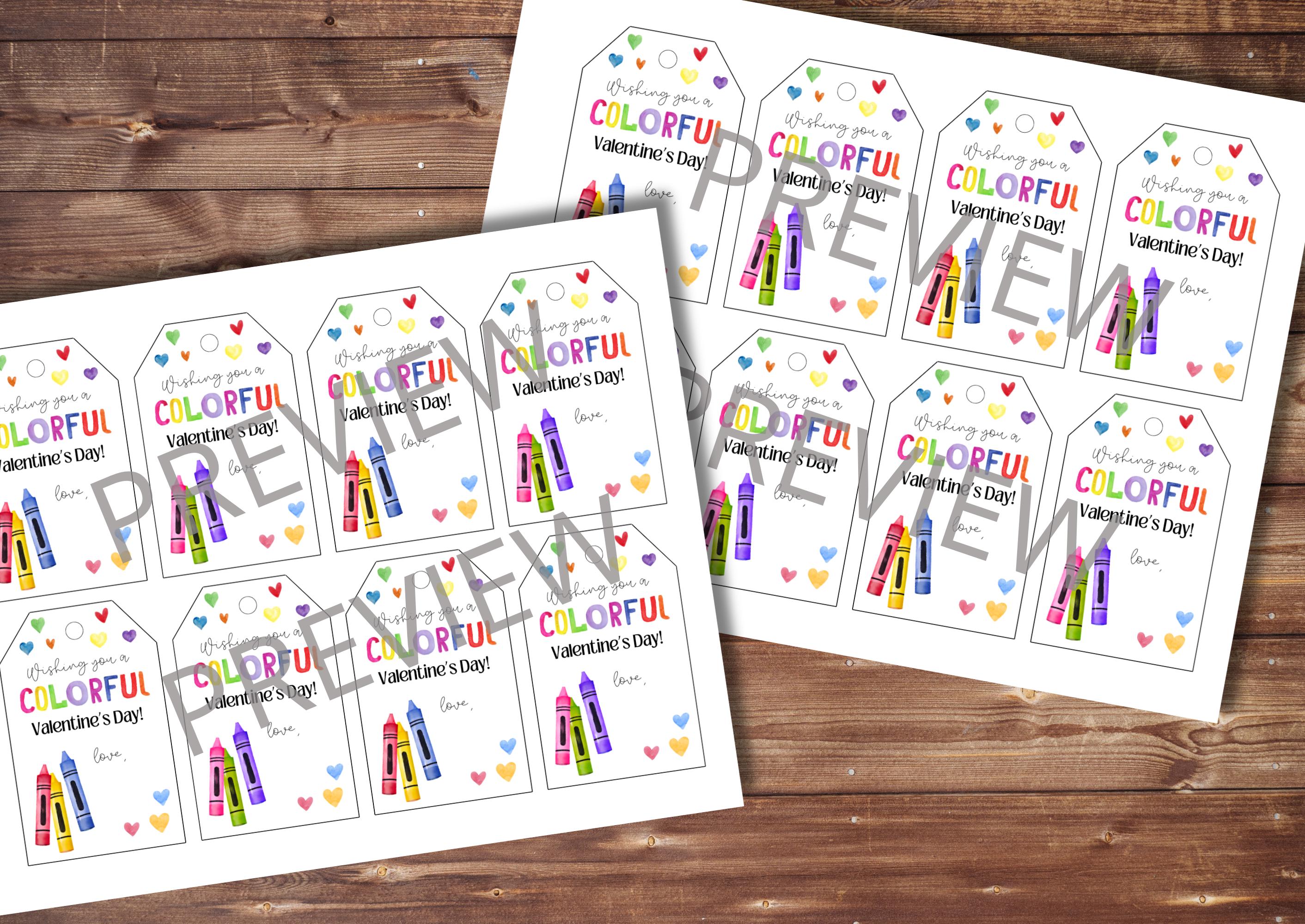 Crayons Valentine Printable | Valentine Crayon Tags | Colorful ...