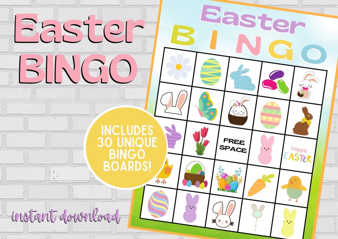 Easter Bingo Instant Download Pack of 30 Spring Bingo Easter Game ...