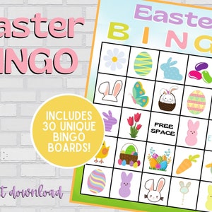 Easter Bingo Instant Download Pack of 30 Spring Bingo Easter Game ...