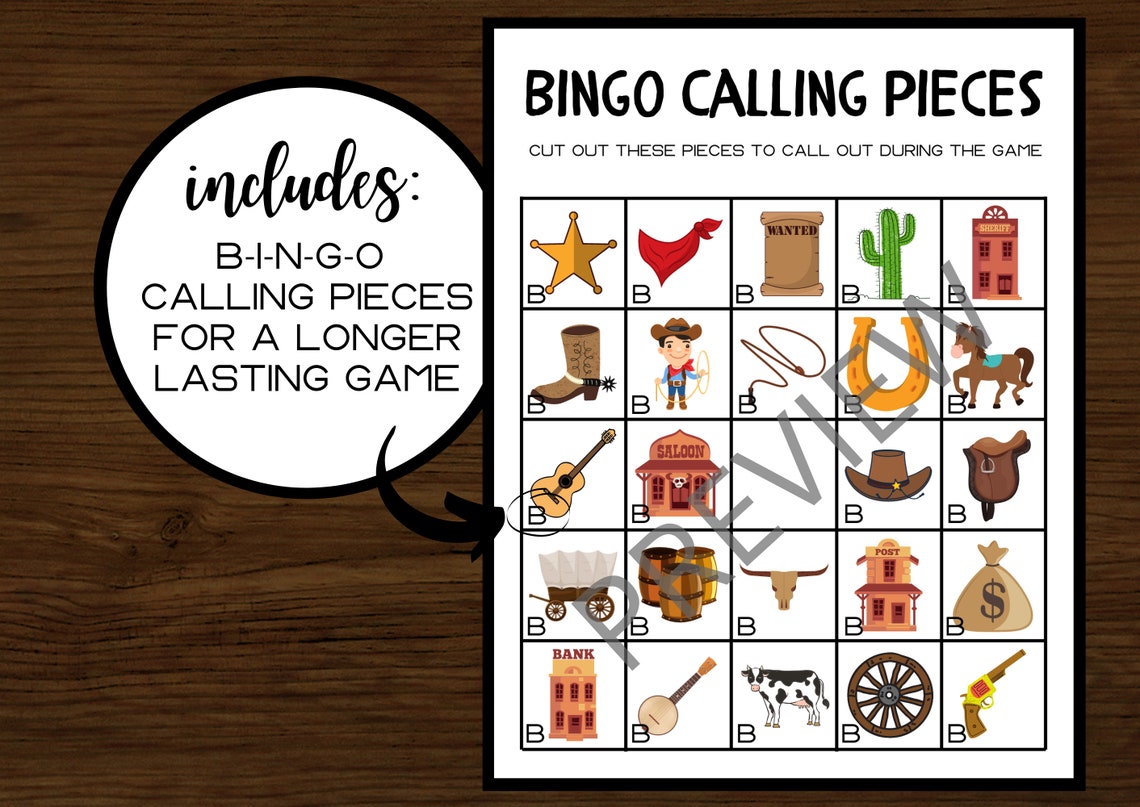 Wild West Bingo Wild West Party Game Wild West Birthday | Etsy