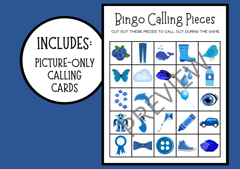 Blue Bingo Color Blue Bingo Colors Bingo Learning Colors - Etsy