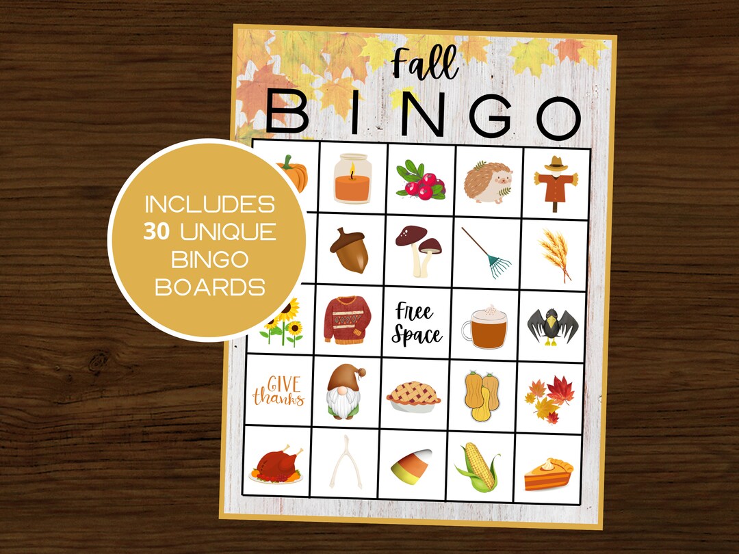 Fall Bingo | Autumn Bingo | Harvest Bingo | Fall Printable PDF Bingo ...