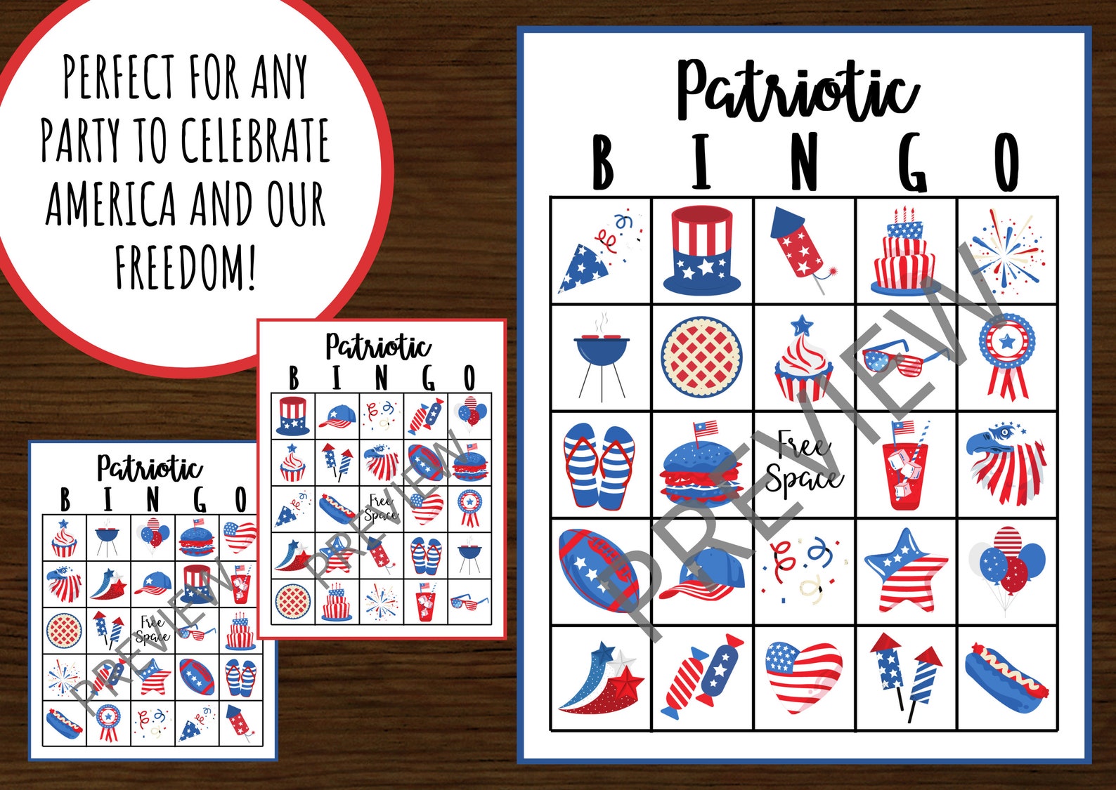 Patriotic Bingo 4th of July Bingo Independence Day Bingo | Etsy