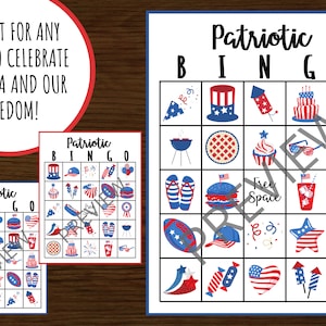Patriotic Bingo 4th of July Bingo Independence Day Bingo - Etsy