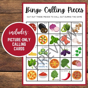 Pizza Bingo | Pizza Party Bingo | Pizza Night Bingo | Pizza Game ...