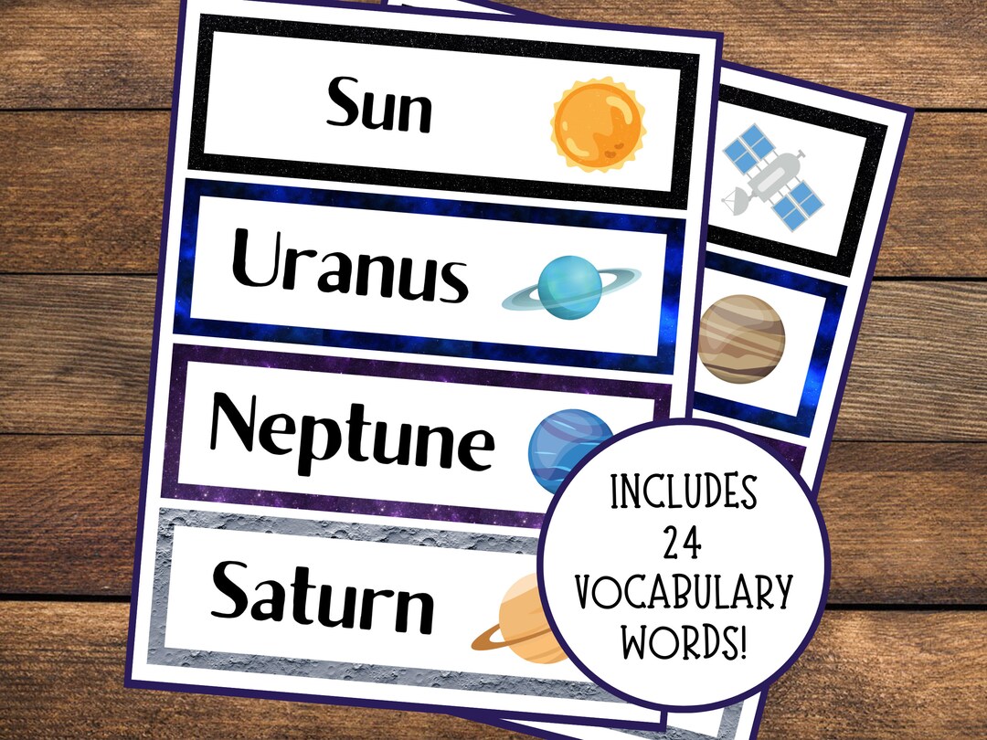 Outer Space Word Wall | Outer Space Vocabulary Cards | Instant Download ...