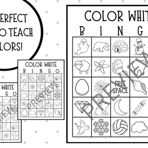 White Bingo Color White Bingo Colors Bingo Learning - Etsy