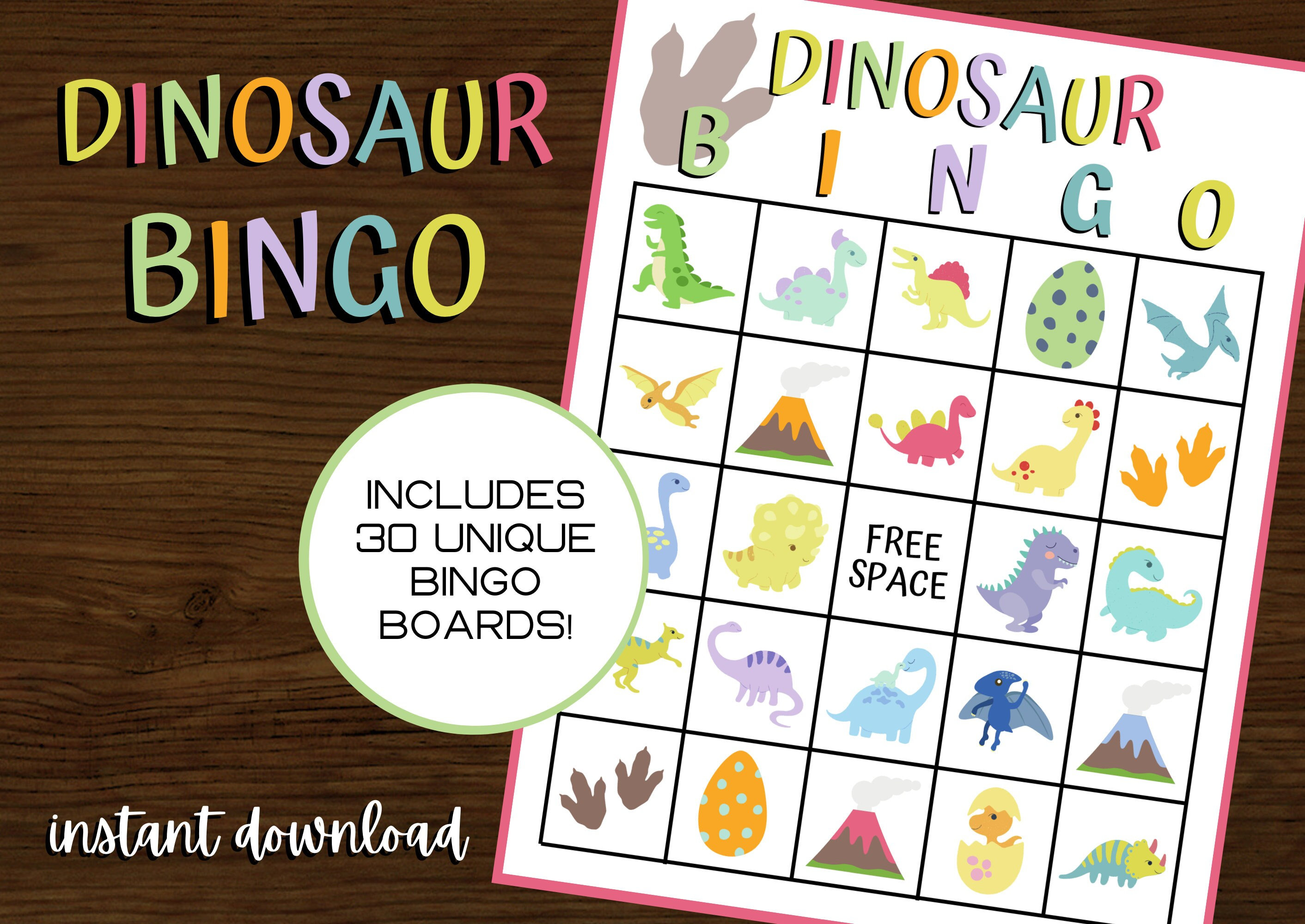Dinosaur Bingo Dinosaur Birthday Party Dinosaur Game | Etsy