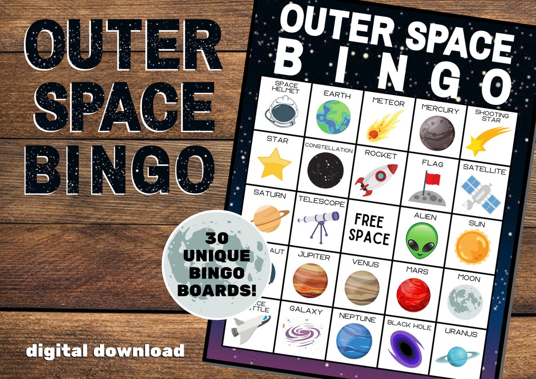Outer Space Bingo Solar System Bingo Instant Download - Etsy