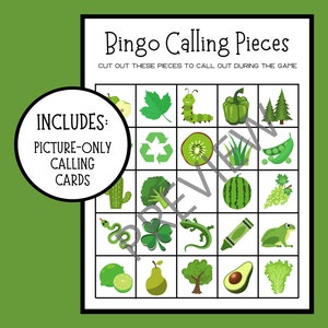 Green Bingo | Color Green Bingo | Colors Bingo | Learning Colors Game ...