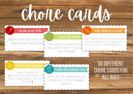 Chore Cards Printable Chore Cards Chore Chart Routine - Etsy