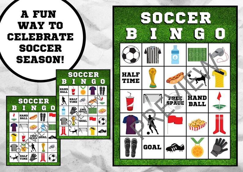 Soccer Bingo 30 Cards Instant Download Soccer Party - Etsy