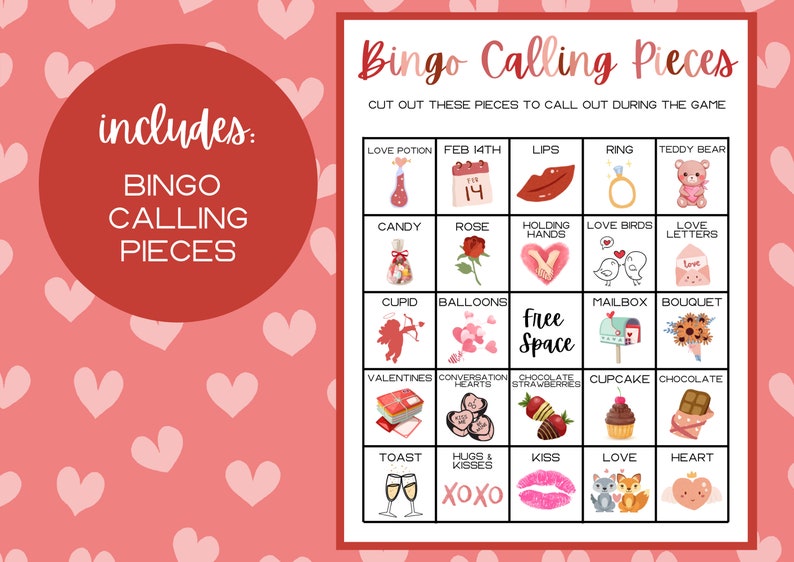 Valentine's Day Bingo Valentines Bingo Love Bingo - Etsy