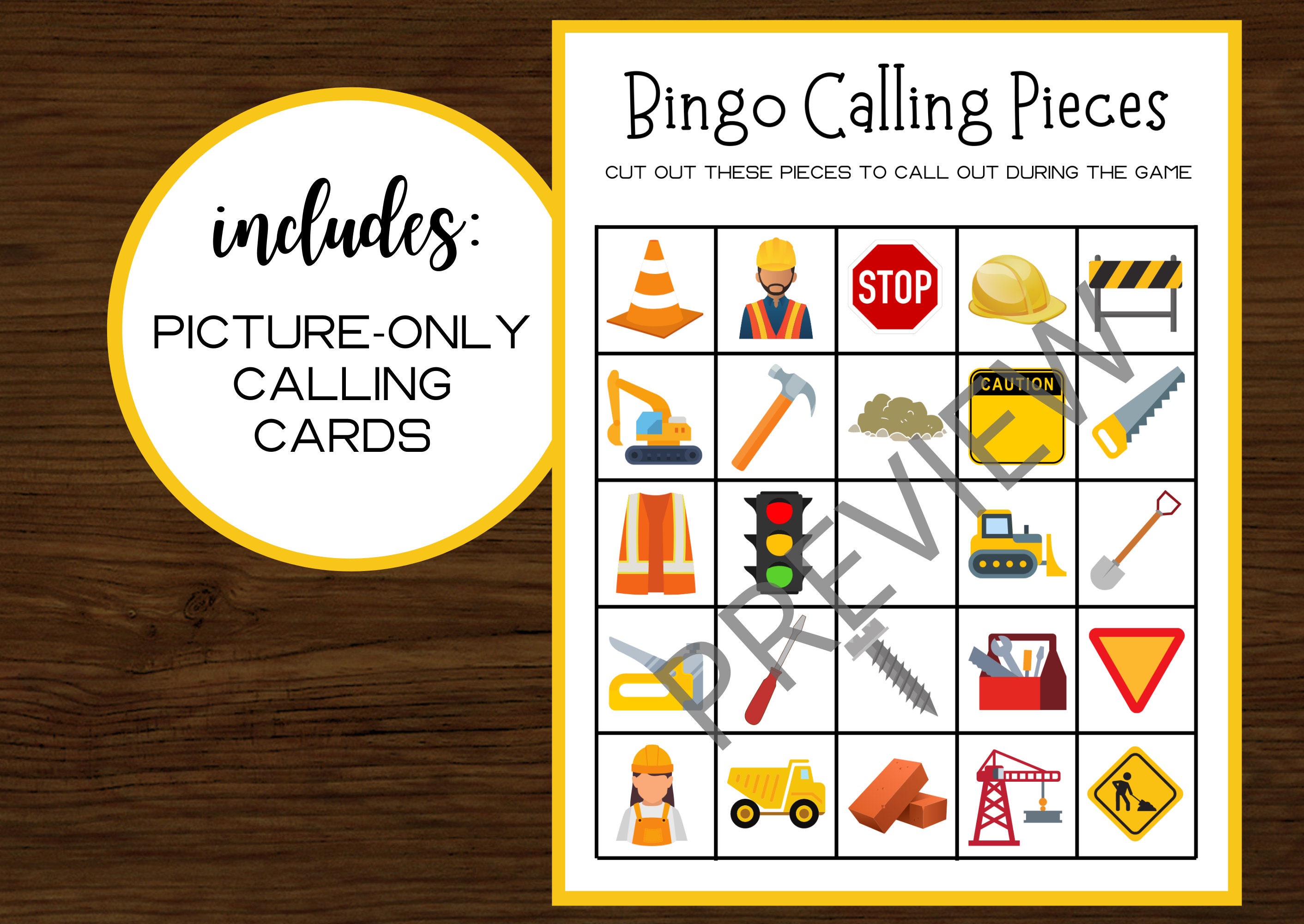 Construction Bingo Community Helper Bingo Under | Etsy