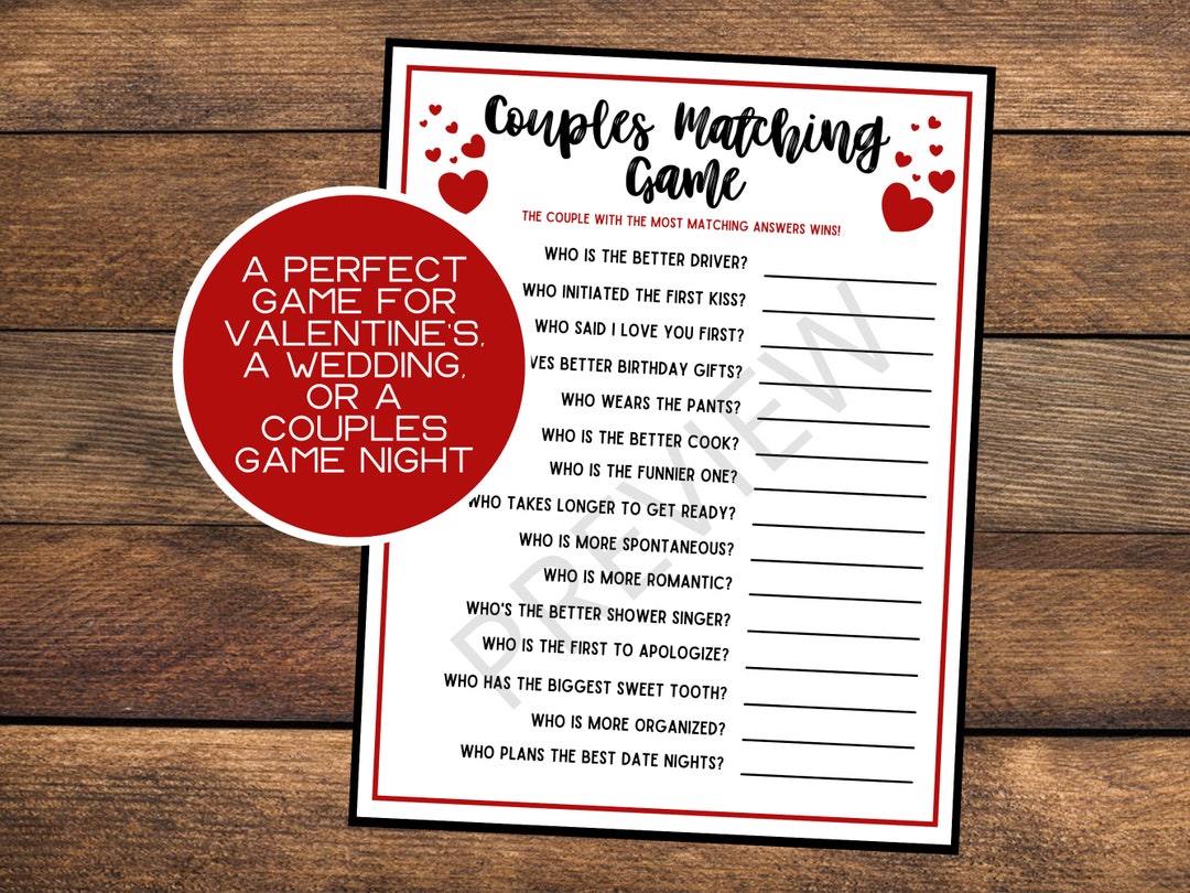 Couples Matching Game | Valentine's Couple Game | Romantic Game ...