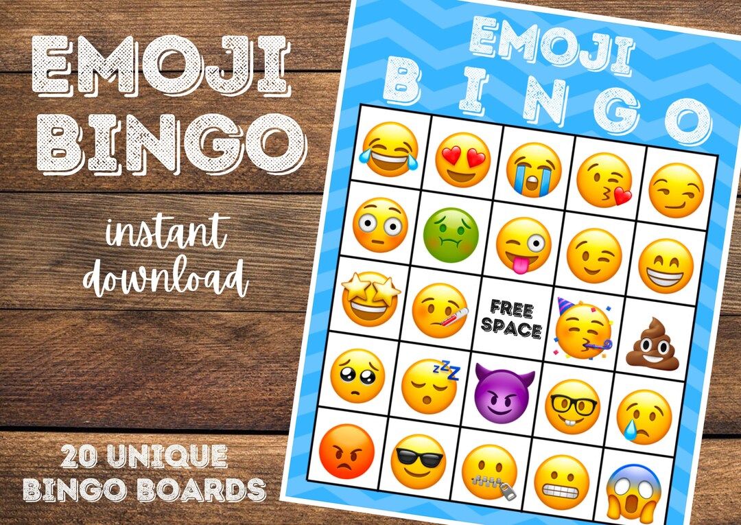 Emoji Bingo Emoji Printable Bingo Instant Download Emoji Party 20 Emoji ...