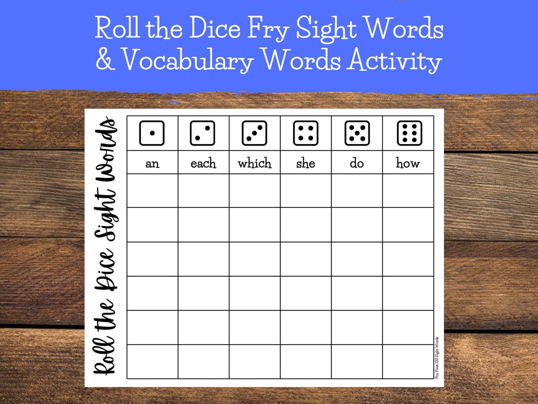 Roll the Dice Sight Words and Vocabulary Words Activity/game - Fry ...
