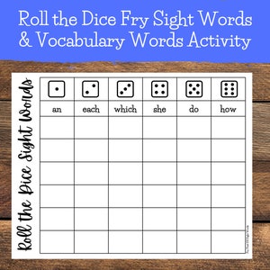 Roll the Dice Sight Words and Vocabulary Words Activity/game - Fry ...
