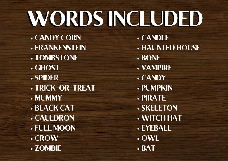 Halloween Word Wall October Word Wall Halloween Vocabulary - Etsy