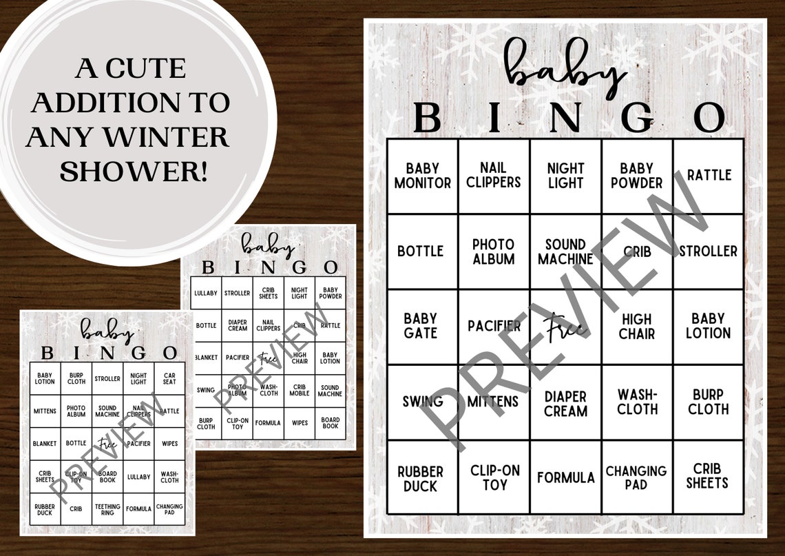 Winter Baby Shower Bingo Baby Shower Bingo Baby Shower - Etsy