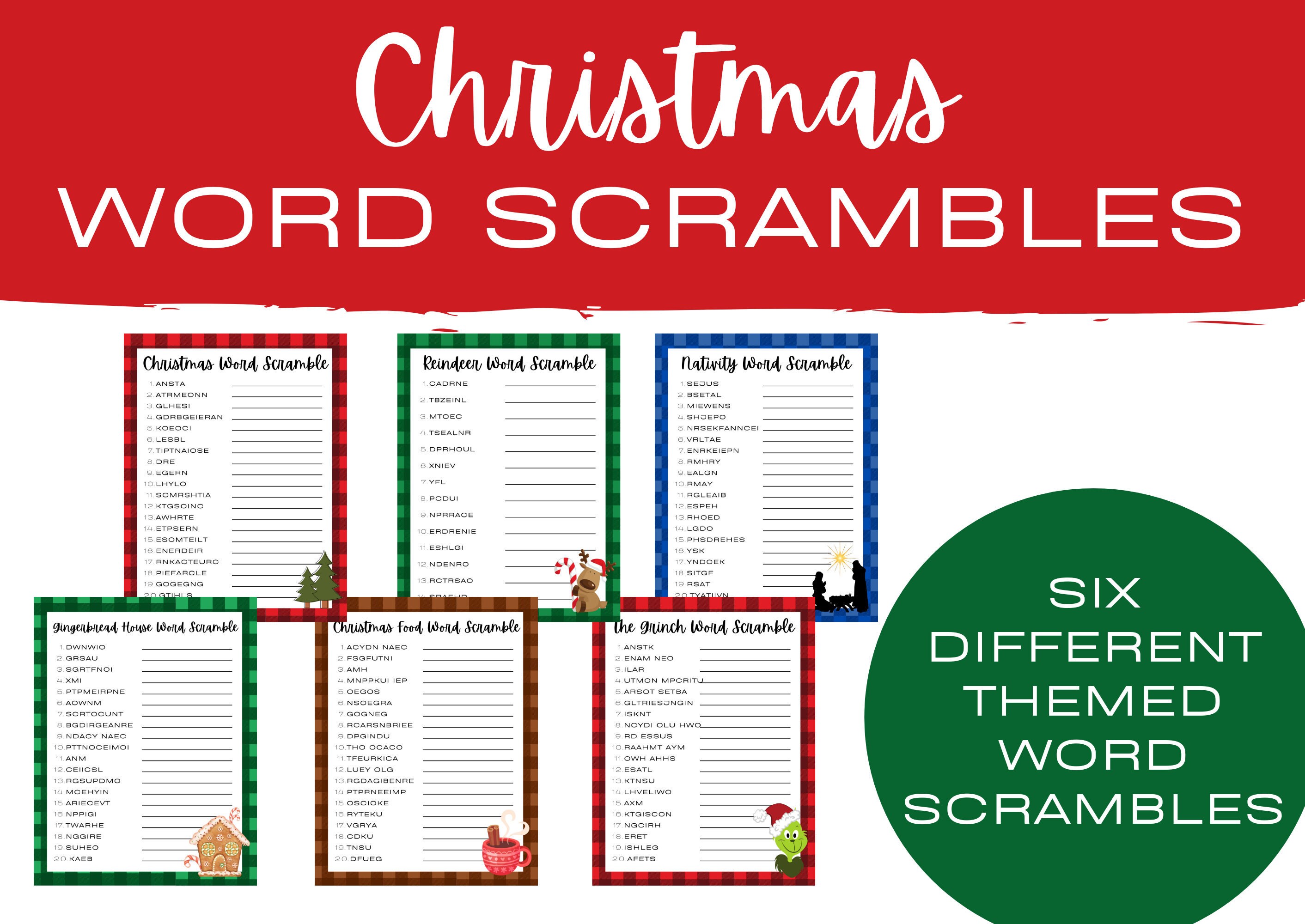 Christmas Word Scramble Christmas Word Scrambles Christmas - Etsy