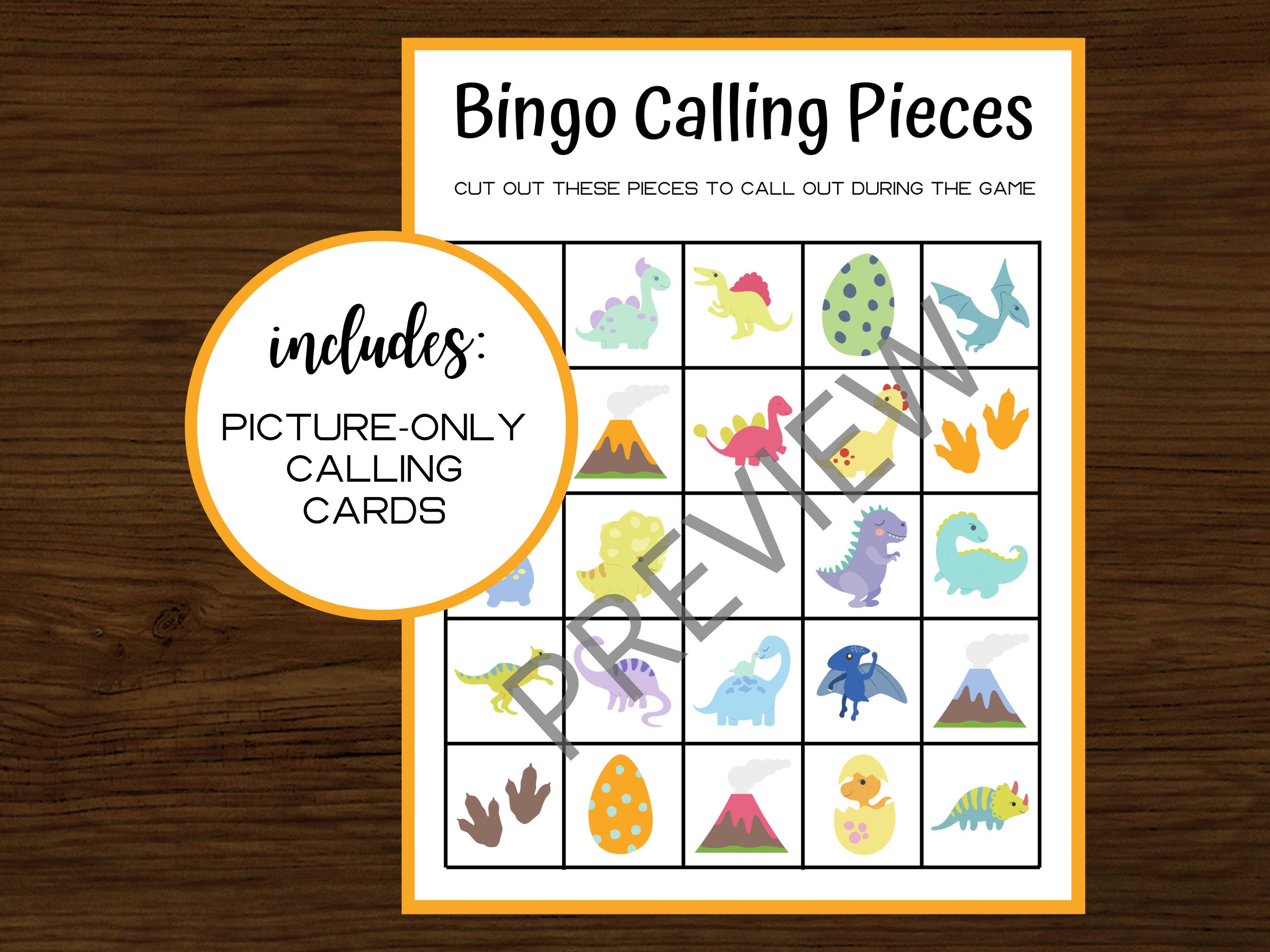 Dinosaur Bingo | Dinosaur Birthday Party | Dinosaur Game | Instant ...