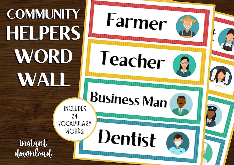 Community Helpers Word Wall Jobs Word Wall Community - Etsy