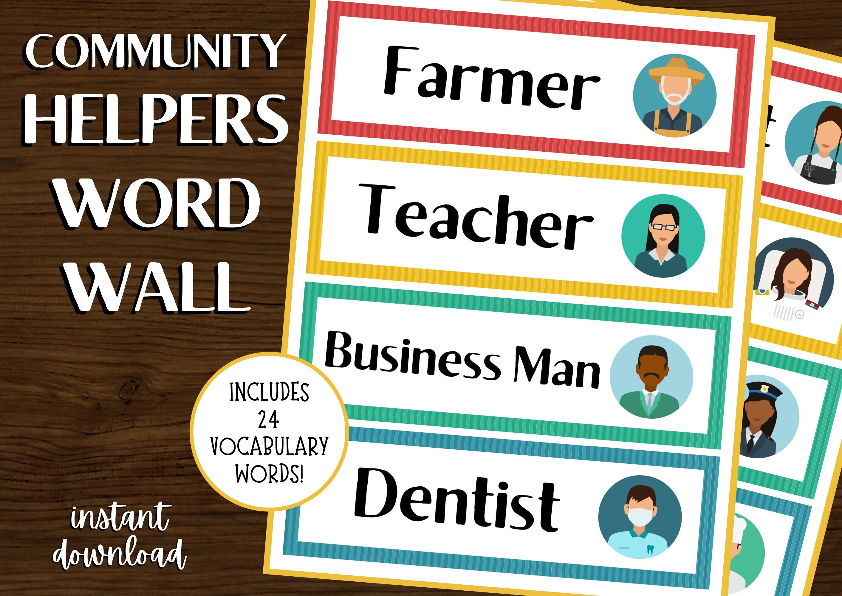 Community Helpers Word Wall Jobs Word Wall Community - Etsy