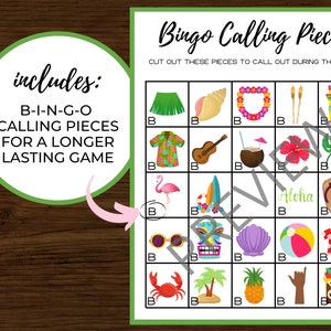 Aloha Bingo Luau Bingo Luau Party Games Luau Birthday Hawaiian Birthday ...
