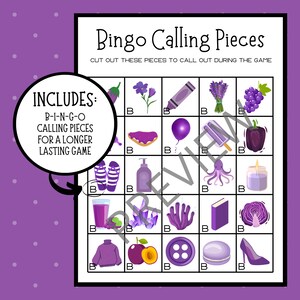 Purple Bingo | Color Purple Bingo | Colors Bingo | Learning Colors Game ...