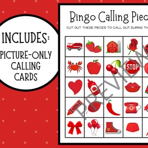Red Bingo Color Red Bingo Colors Bingo Learning Colors - Etsy