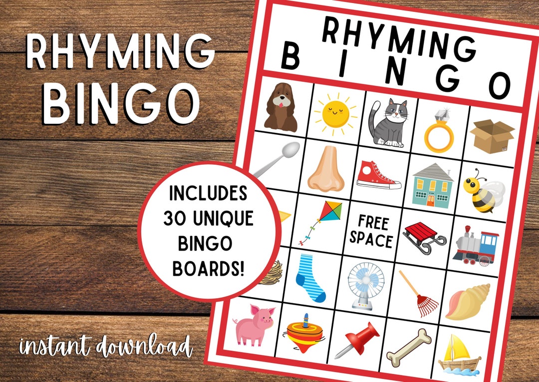 Rhyming Bingo Rhymes Bingo Rhyme Bingo Rhyming - Etsy