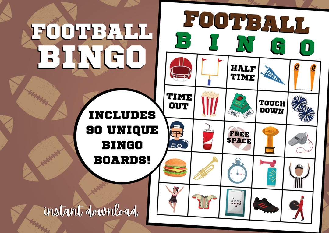 Football Bingo American Football Bingo Super Bowl Bingo - Etsy