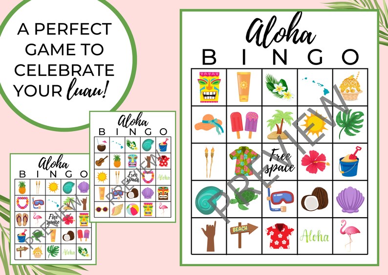 Aloha Bingo Luau Bingo Luau Party Games Luau Birthday - Etsy