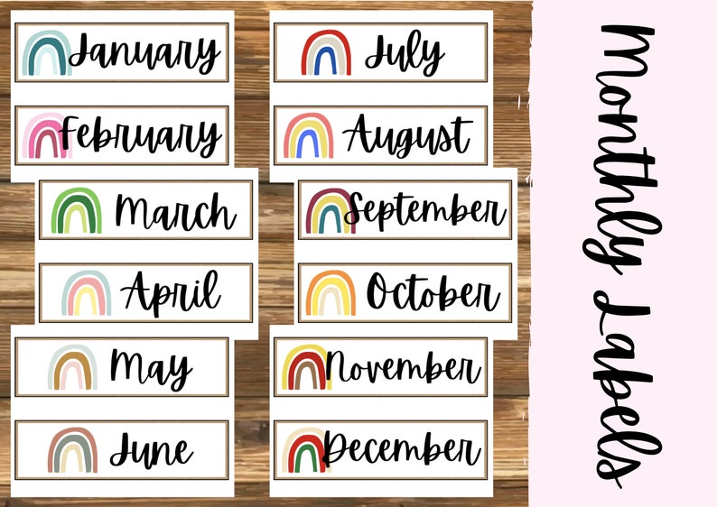 Monthly Rainbow Calendar Icons Calendar Rainbow - Etsy