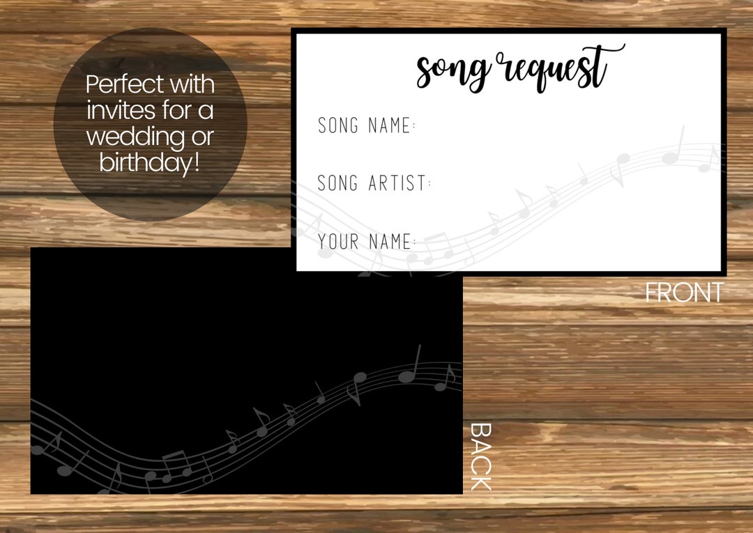 Song Request Cards | Wedding Song Requests | Party Song Requests ...